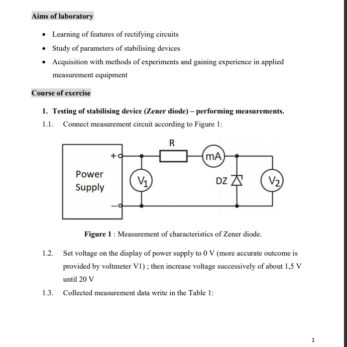 Solved Table 1 ﻿: Voltages at the input and output; current | Chegg.com