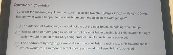 Solved Question 1 (2 points) Consider the following | Chegg.com