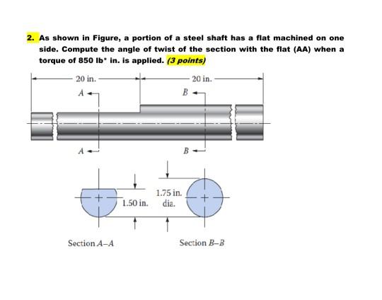 Solved 2. As shown in Figure, a portion of a steel shaft has | Chegg.com