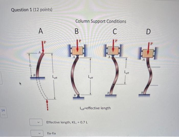 Solved Question 1 (12 points) Column Support Conditions | Chegg.com