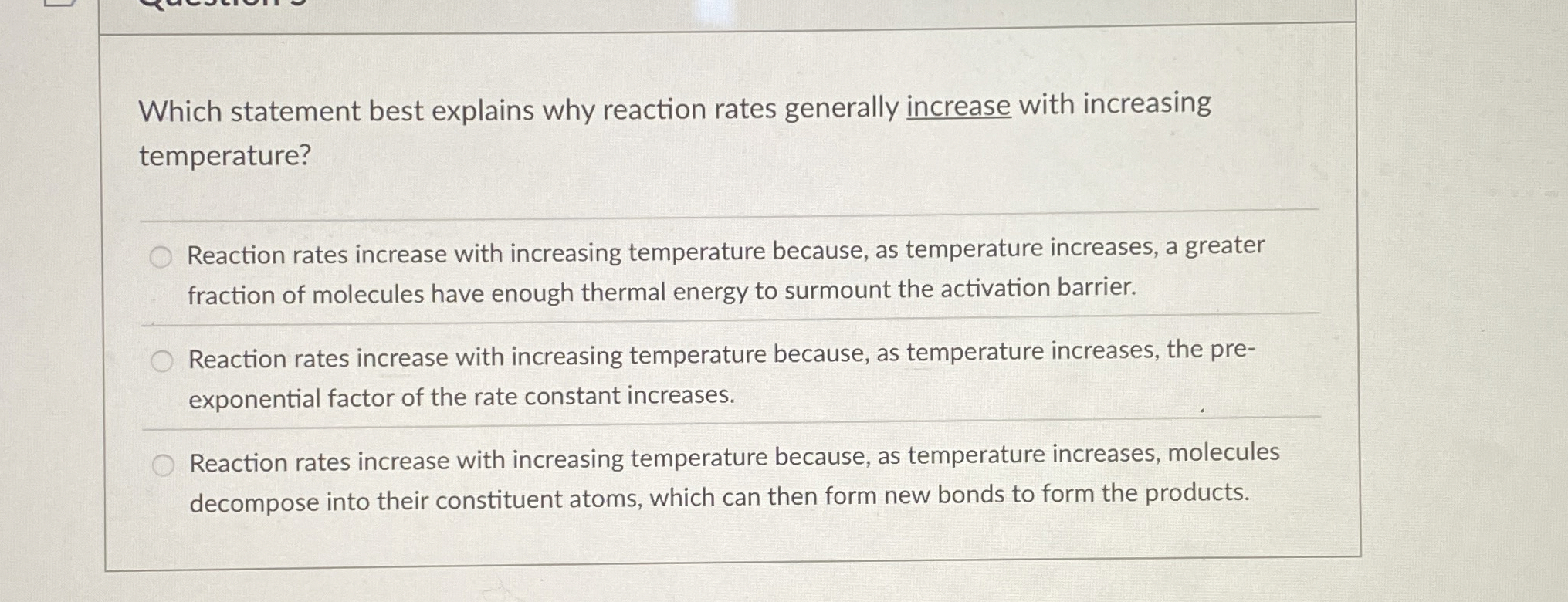 Solved Which statement best explains why reaction rates | Chegg.com