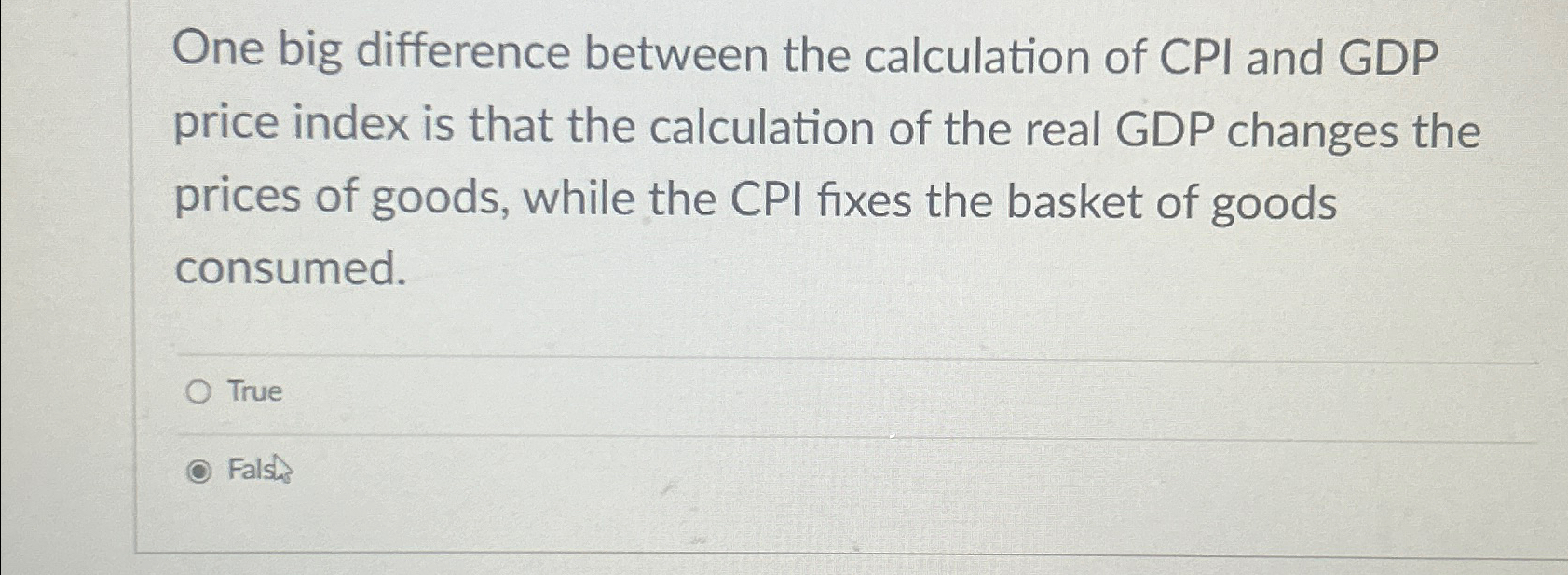 Solved One big difference between the calculation of CPI and | Chegg.com