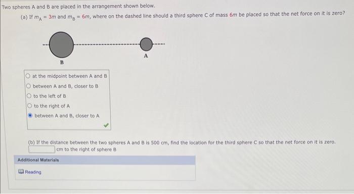 Solved Two spheres A and B are placed in the arrangement | Chegg.com
