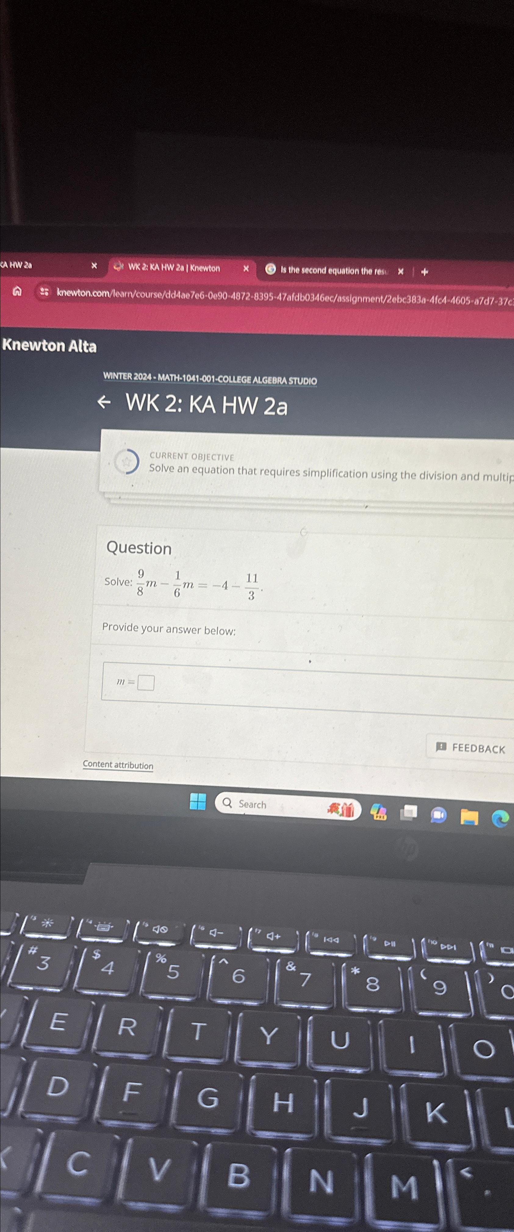 Solved Knewton AltaWINIER 2024-MATH-1041-001-COLLEGE ALGEBRA | Chegg.com