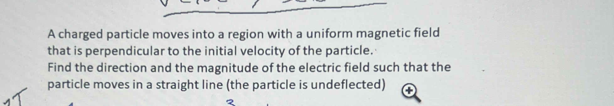 Solved A charged particle moves into a region with a uniform | Chegg.com