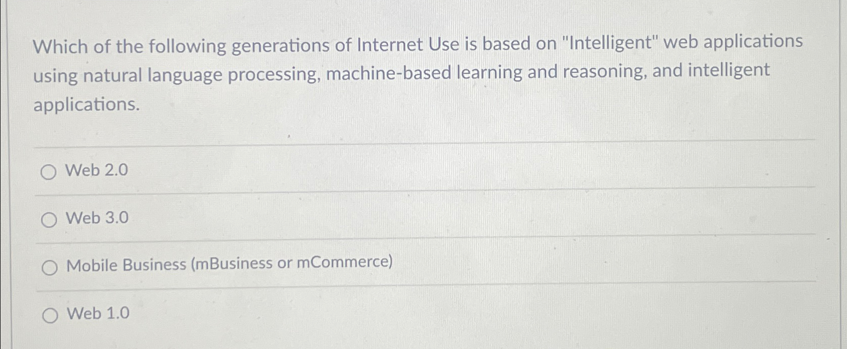 Solved Which of the following generations of Internet Use is | Chegg.com