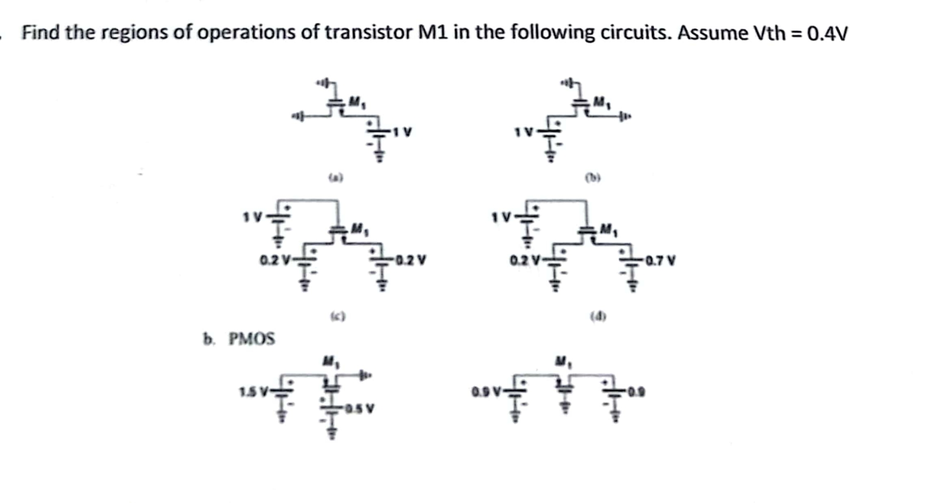 Solved Find the regions of operations of transistor M1 ﻿in | Chegg.com