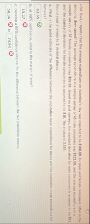 Solved USA Today reports that the average expendture on | Chegg.com