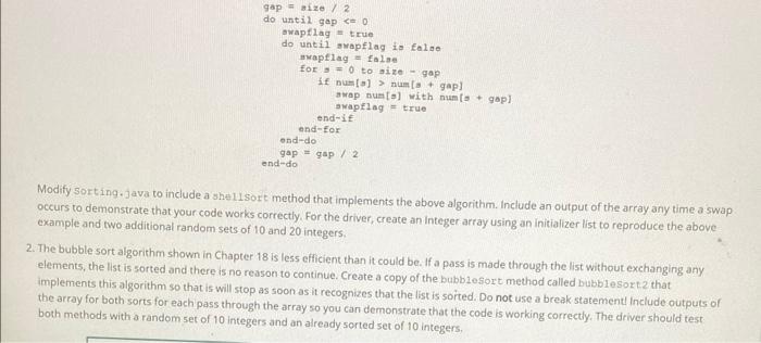 Solved 1. The Shell sort (invented by Dr. Donald Shell) is a | Chegg.com