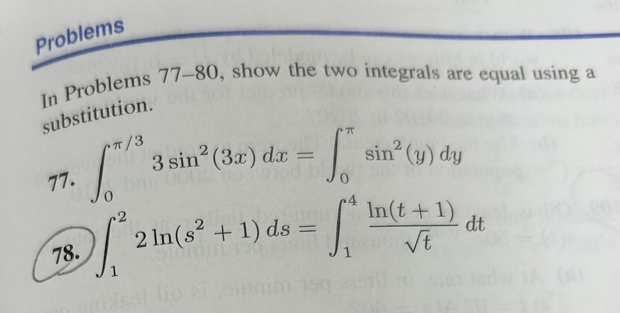 Solved problemsIn Problems 77-80, ﻿show the two integrals | Chegg.com