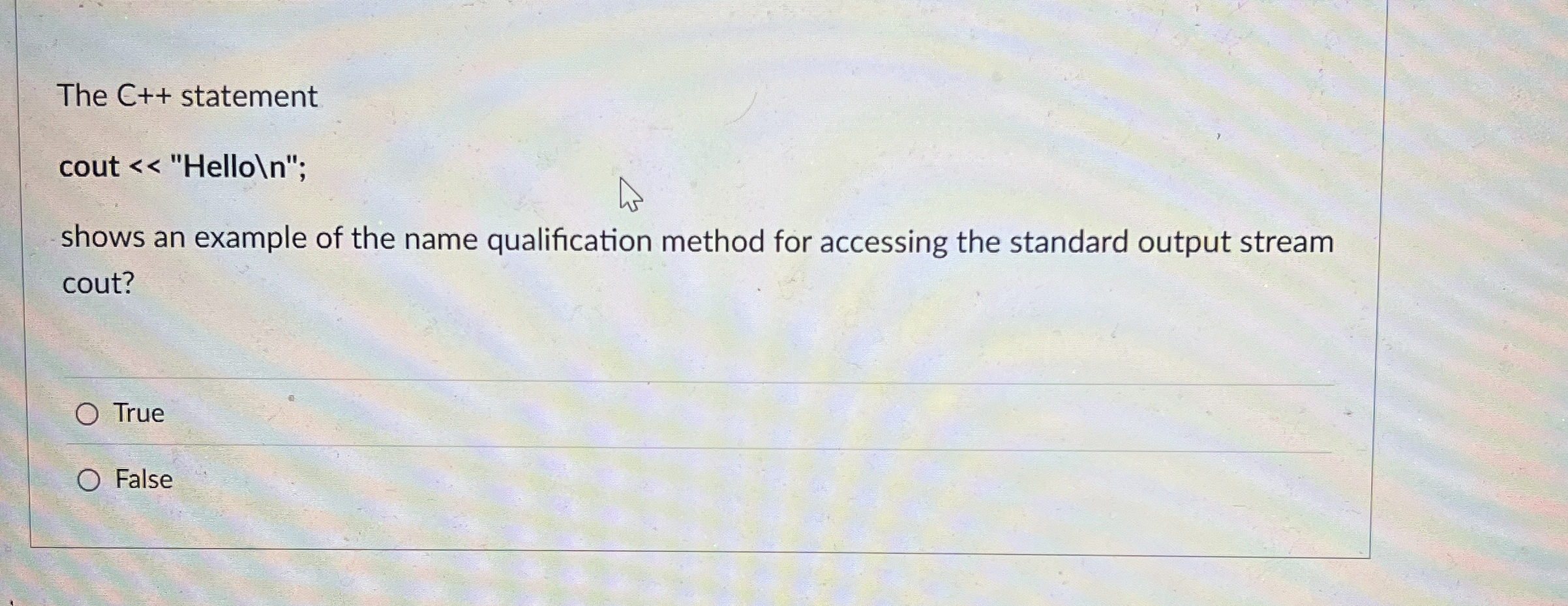 Solved The C++ ﻿statementcout