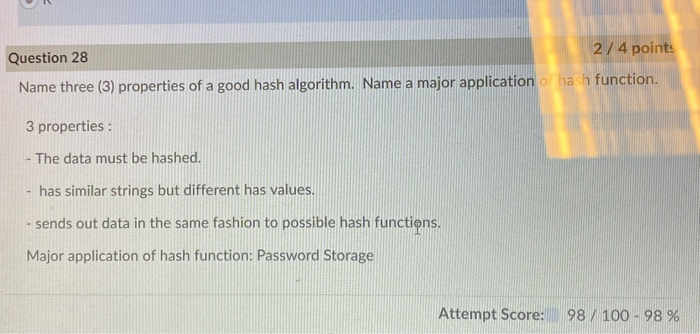 Solved name 3 properties of a good hash function. Name a | Chegg.com