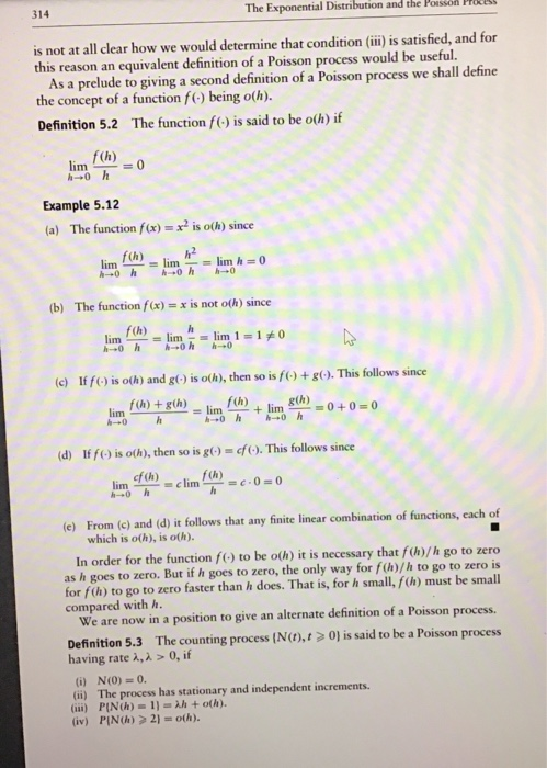 Solved 5.3.2 Definition of the Poisson Process One of the | Chegg.com