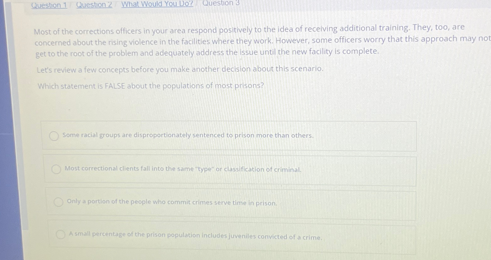 Solved Question 1 ﻿Question 2 ﻿What Would You Do? ﻿Question | Chegg.com
