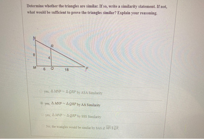 Solved Determine whether the triangles are similar. If so, | Chegg.com
