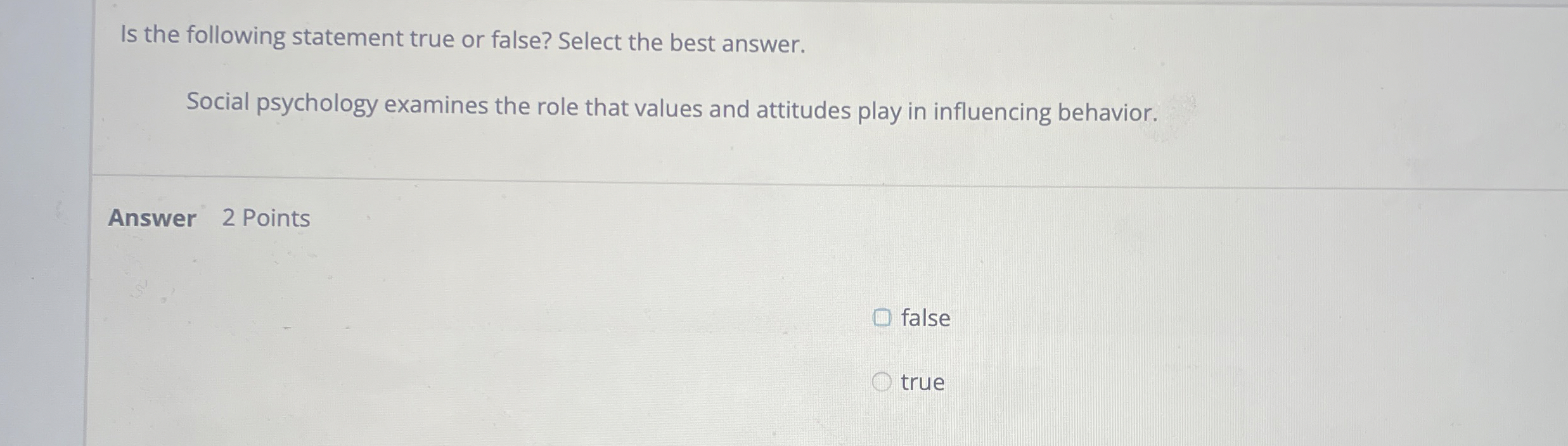 High Quality SOLUTION Is the following statement true or false? Select the | Chegg.com
