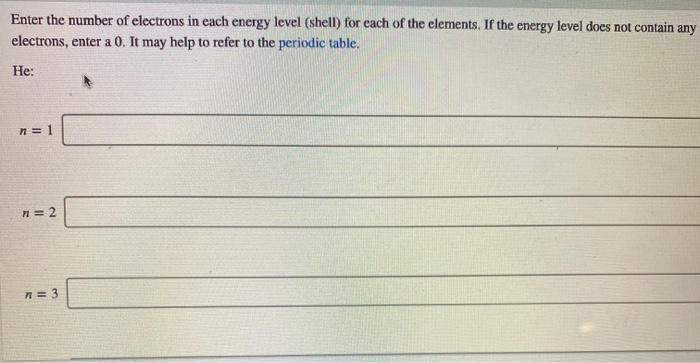 Solved Enter the number of electrons in each energy level | Chegg.com