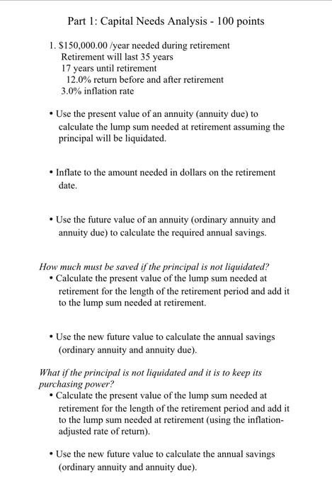 Solved Part 1: Capital Needs Analysis - 100 points 1. | Chegg.com