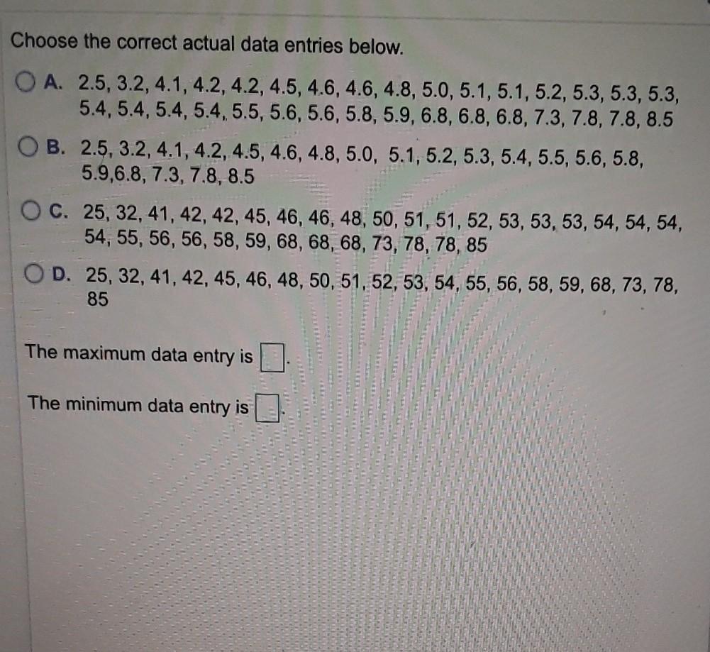 Solved Use the stem-and-leaf plot to list the actual data | Chegg.com