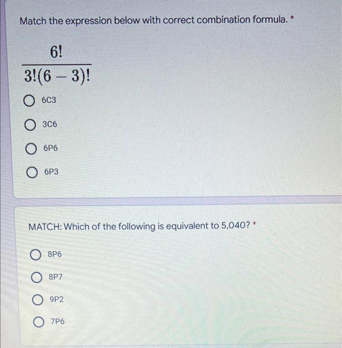 Solved Match the expression below with correct combination | Chegg.com