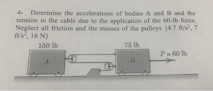 [Solved]: 4- Determine the accelerations of bodies ( math
