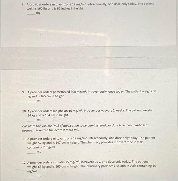 Solved Calculate the amount of medication (mcg or mg) to be | Chegg.com