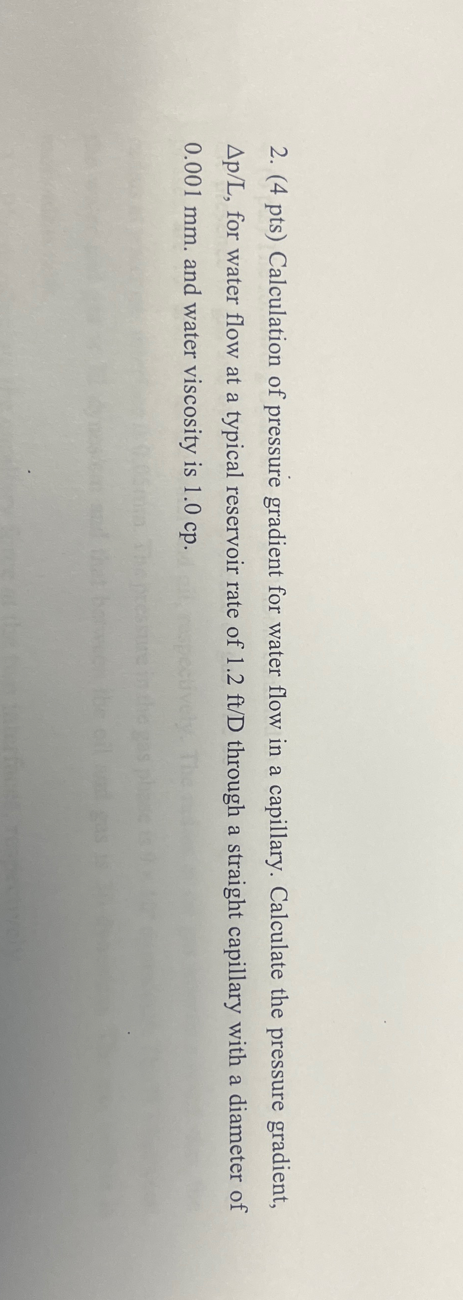 Solved (4 ﻿pts) ﻿Calculation of pressure gradient for water | Chegg.com