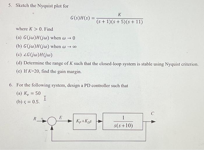 Solved 5. Sketch the Nyquist plot for | Chegg.com