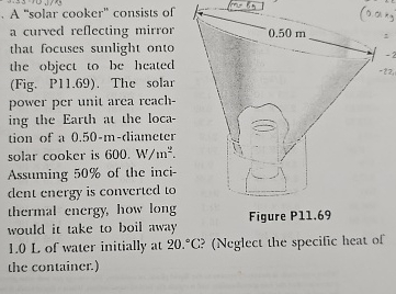 Solved A "solar cooker" consists of a curved reflecting | Chegg.com