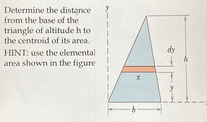 Solved Determine the distance from the base of the triangle | Chegg.com