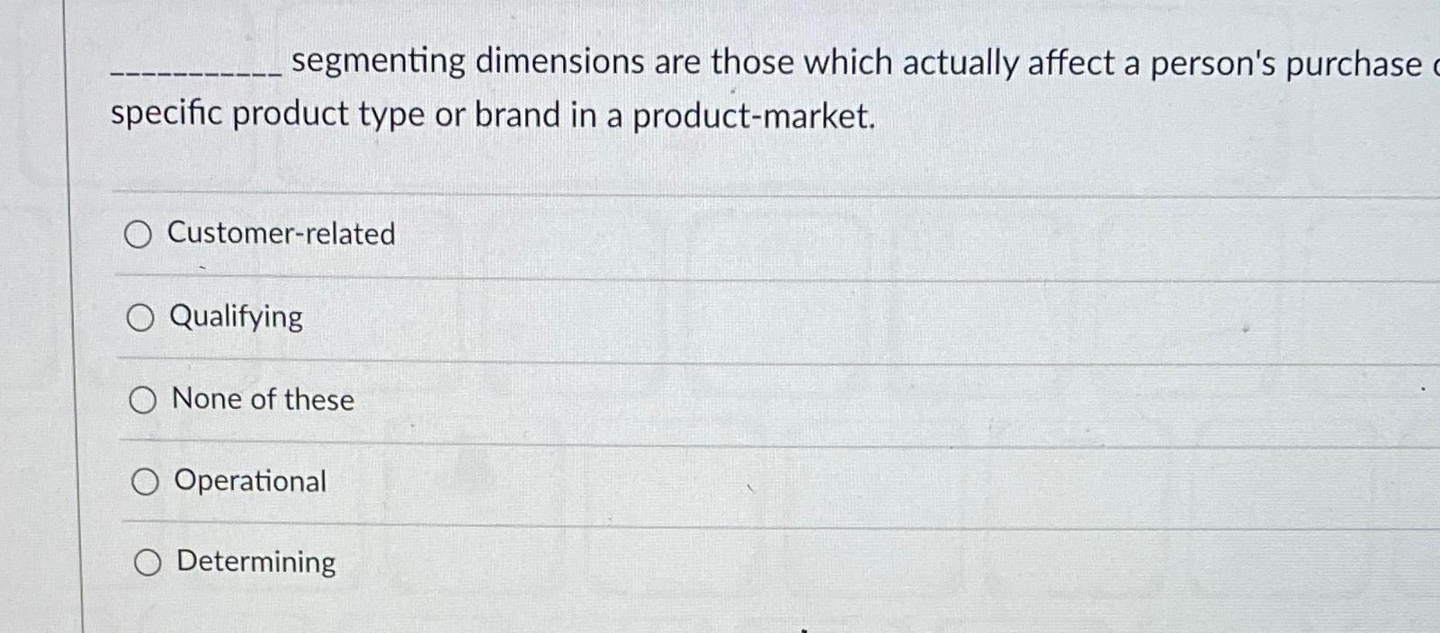 Solved segmenting dimensions are those which actually affect | Chegg.com