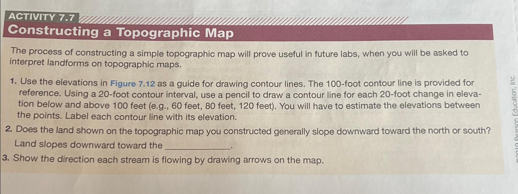 Solved ACTIVITY 7.7Constructing a Topographic MapThe process | Chegg.com