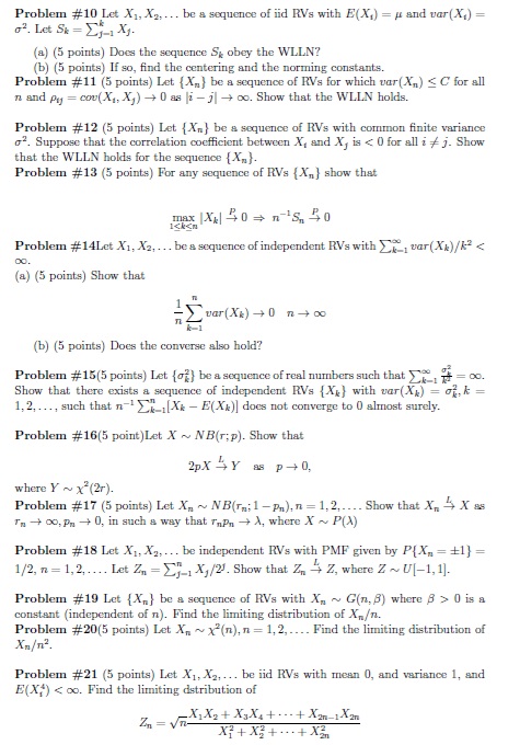 Solved Problem #10 ﻿Let x1,x2,dots be a sequence of iid RVs | Chegg.com