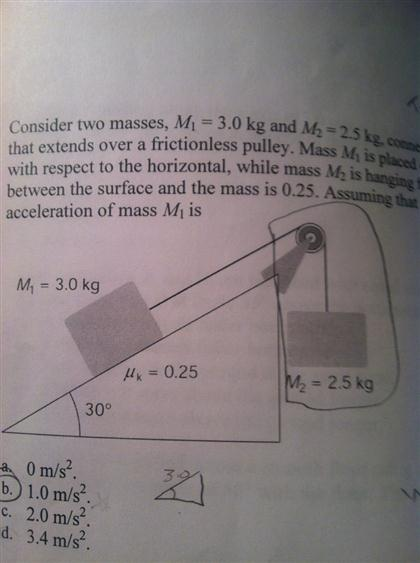 Solved Consider two masses, M1= 3.0 kg and M2= 2.5 kg, | Chegg.com