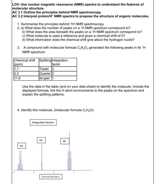Solved LO2-Determine the features of molecular structure | Chegg.com