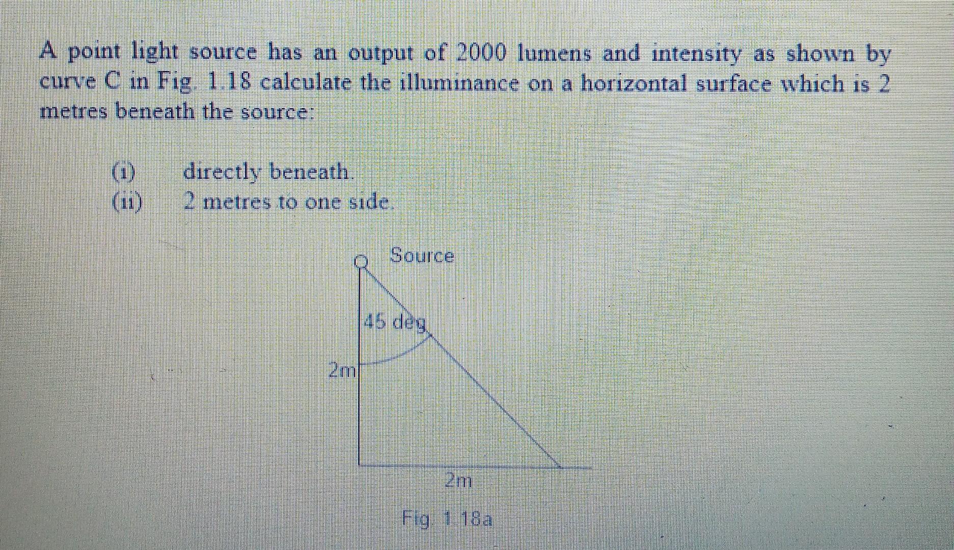 Solved Fig.1.18A point light source has an output of 2000 | Chegg.com