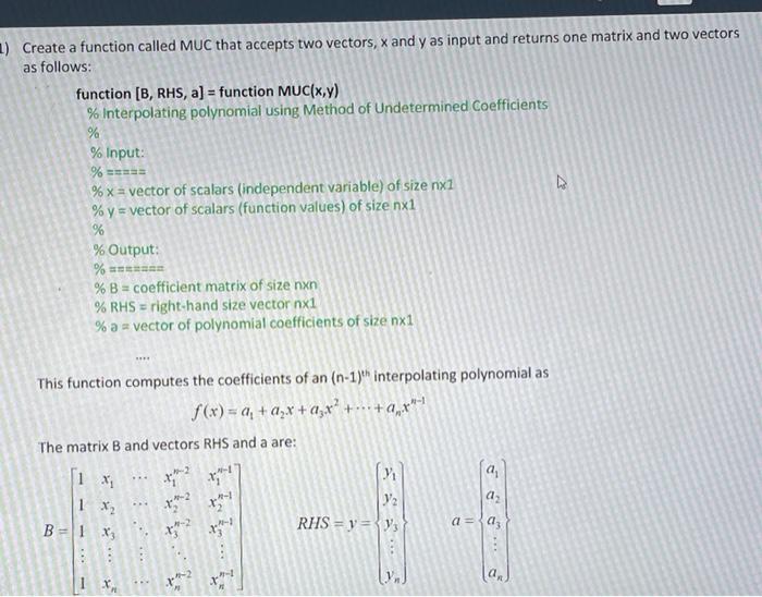 Solved 1) Create a function called MUC that accepts two | Chegg.com