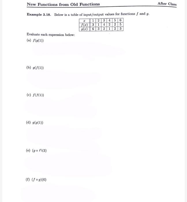 Solved After Class New Functions from Old Functions Example | Chegg.com