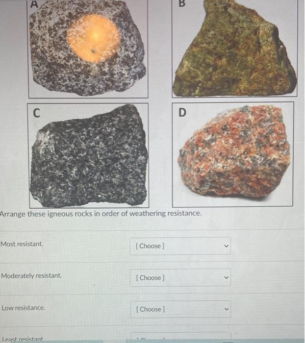 Solved Arrange these igneous rocks in order of weathering | Chegg.com