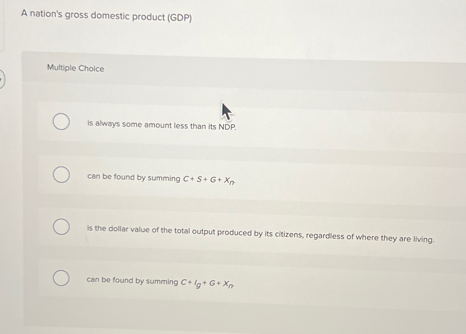 Solved A nation's gross domestic product (GDP)Multiple | Chegg.com