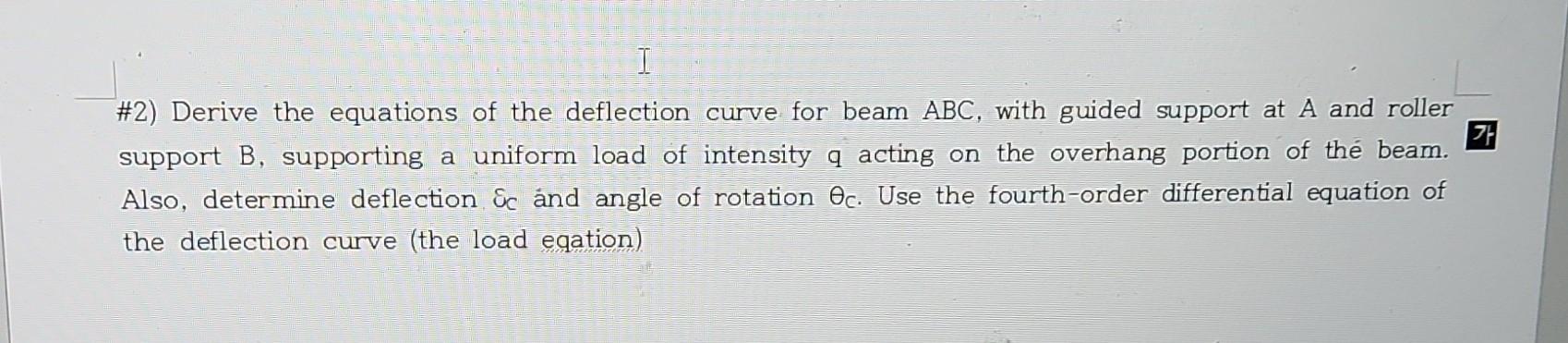 Solved \#2) Derive the equations of the deflection curve for | Chegg.com