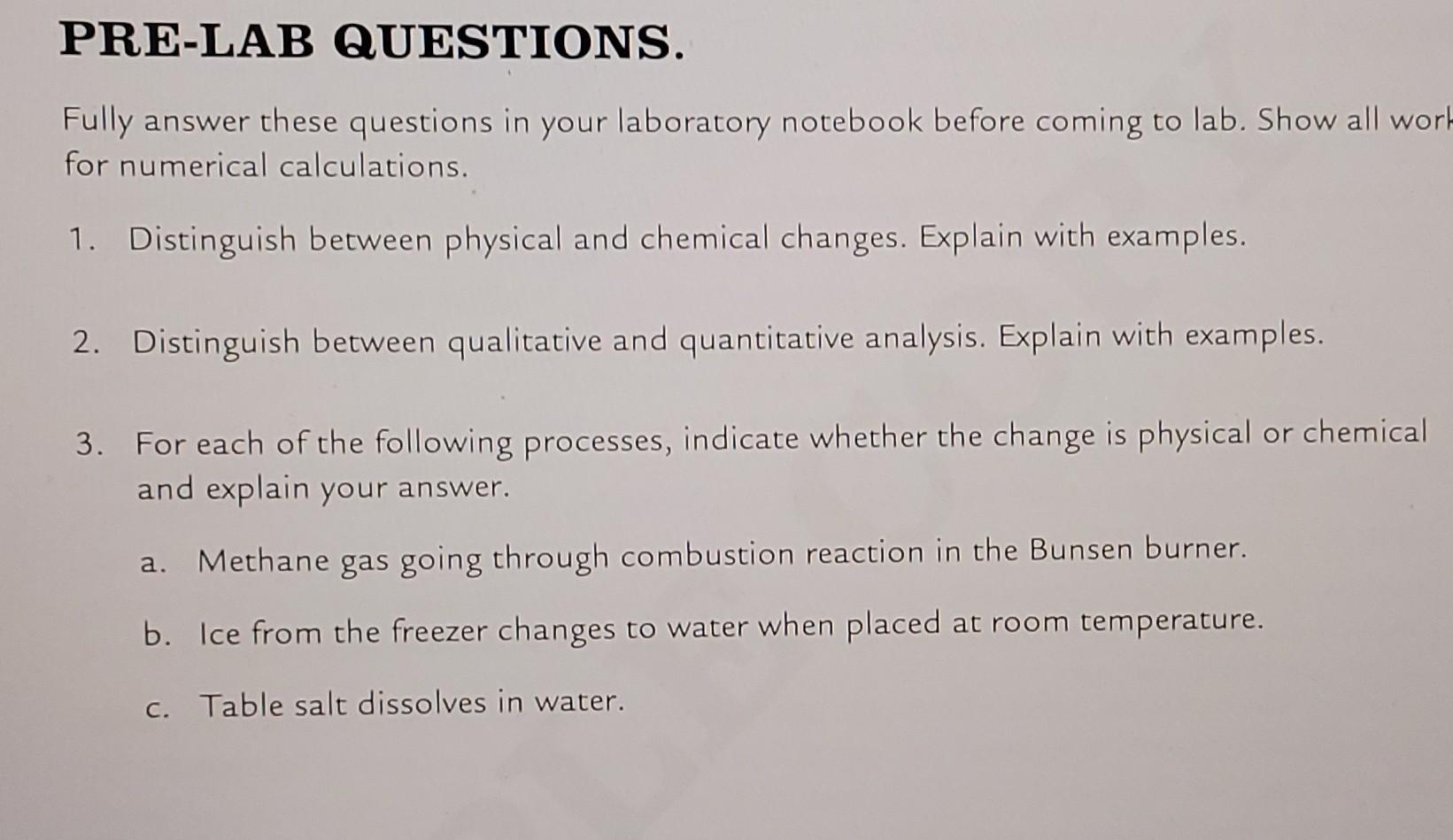 Solved PRE-LAB QUESTIONS. Fully answer these questions in | Chegg.com