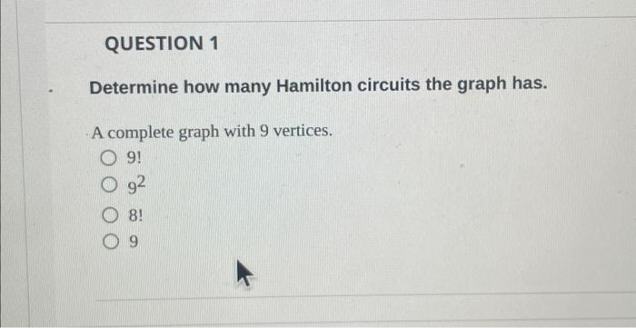 Solved Determine how many Hamilton circuits the graph has. A | Chegg.com