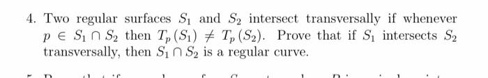 Solved 4. Two regular surfaces S1 and S2 intersect | Chegg.com
