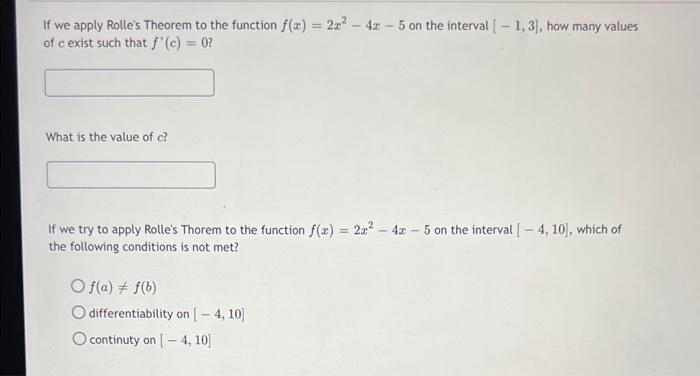 Solved If we apply Rolle's Theorem to the function | Chegg.com