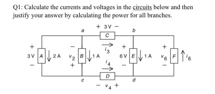 Solved Q1: Calculate the currents and voltages in the | Chegg.com