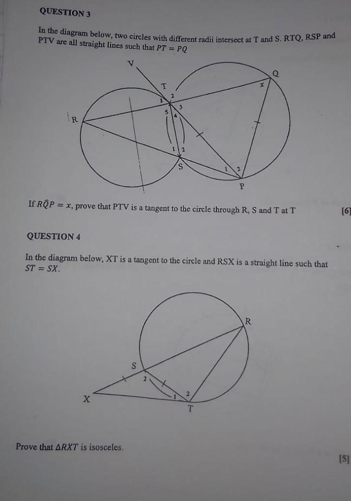 Solved QUESTION 3 In the diagram below, two circles with | Chegg.com