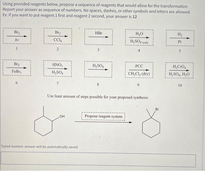 Solved Using provided reagents below, propose a sequence of | Chegg.com