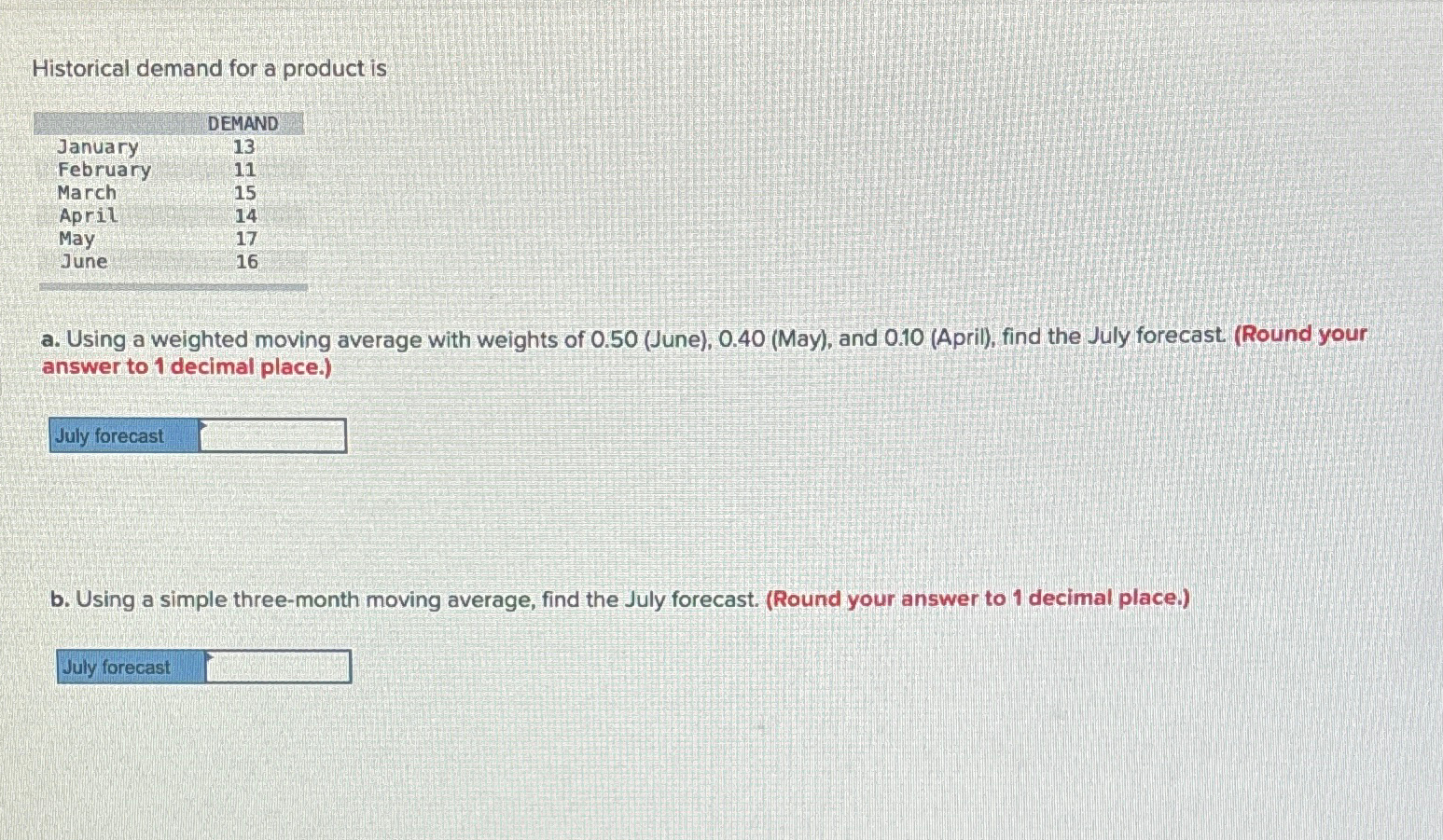 Solved Historical demand for a product | Chegg.com