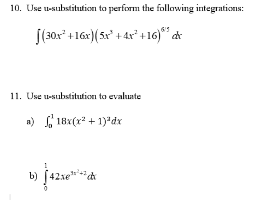 Solved Use u-substitution to perform the following | Chegg.com
